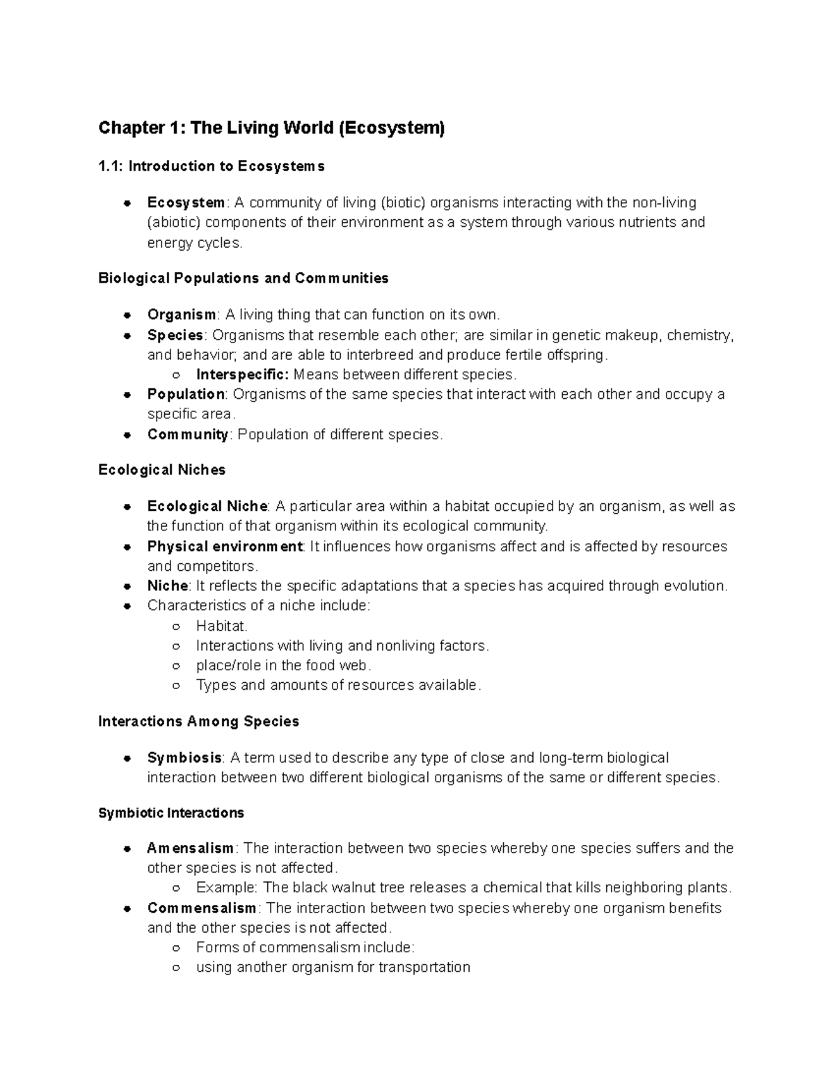 APES 1: Introduction to Ecosystems and Biomes Study Guide - Studocu