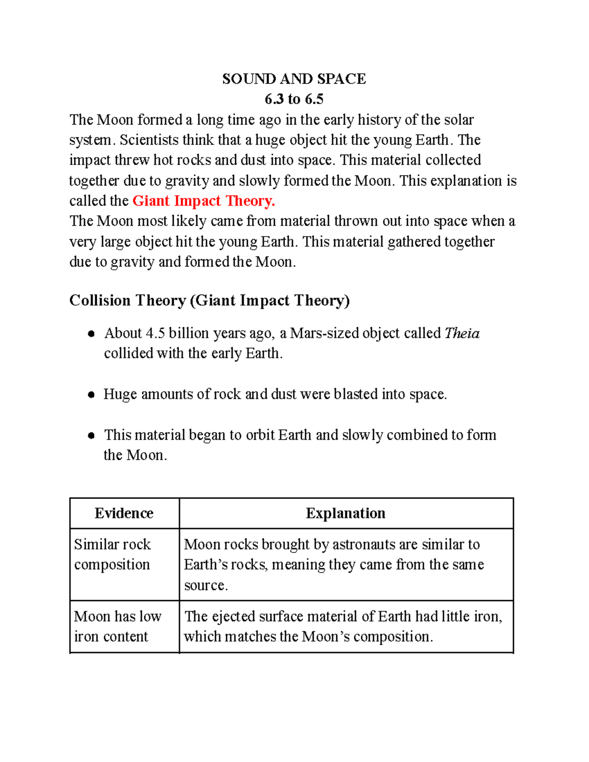 Grade 8 Science Chapter 6 - Sound, Space, and Tectonics Notes - Studocu