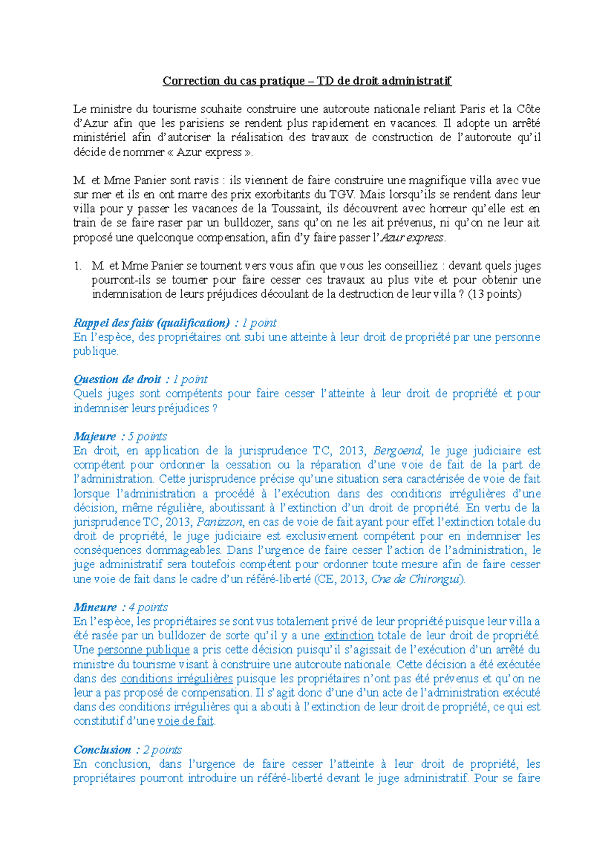 Correction du cas pratique TD Droit Administratif: Autoroute Paris-Côte ...
