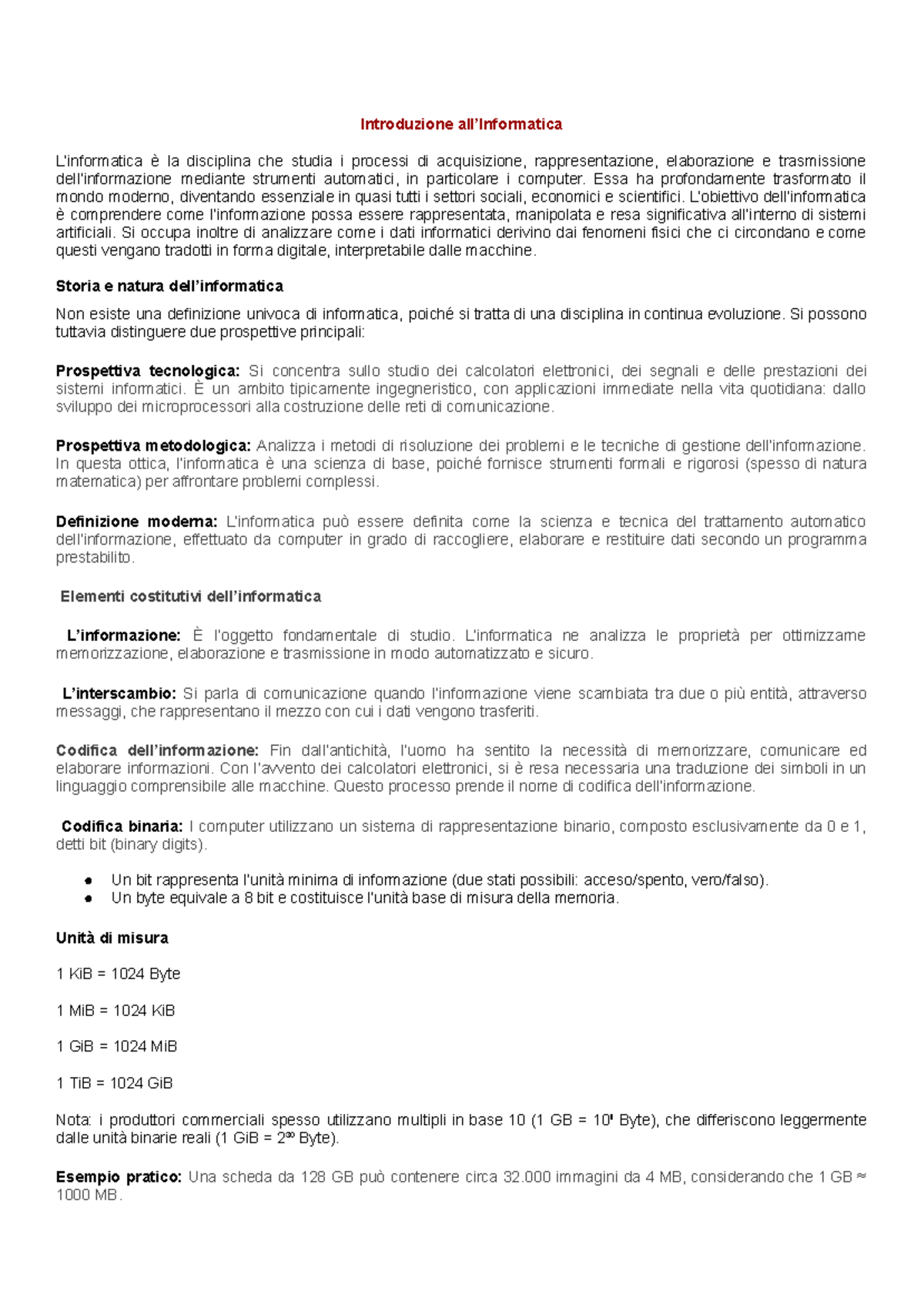 Informatica: Appunti di Lezione per Infermieristica (INF101) - Studocu