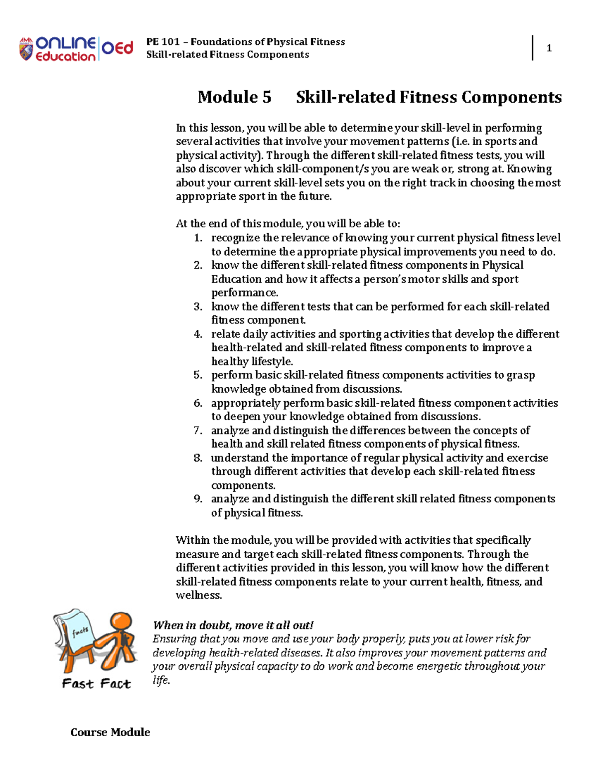 **PHYED 6101 Physical Fitness Module 5: Skill-Related Fitness ...