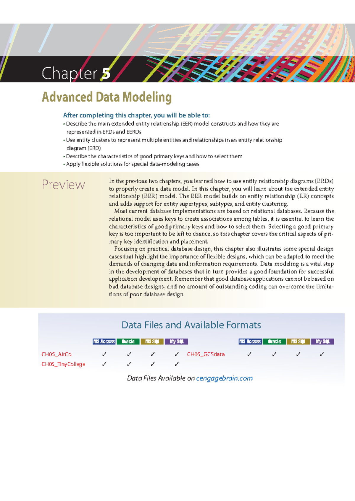Chapter 05 - Advanced Data Modeling - Data Files Available on ...