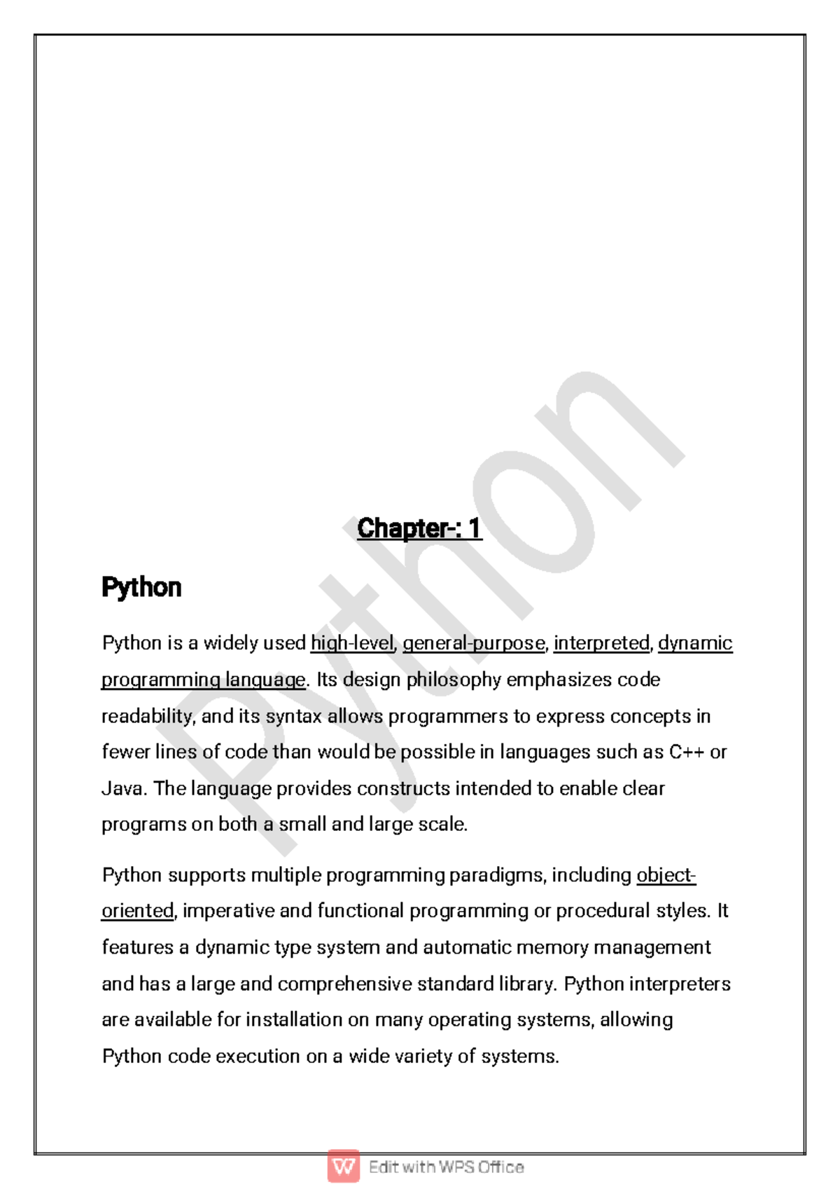 Python 1: Mini Project Report on Programming Concepts and Features ...