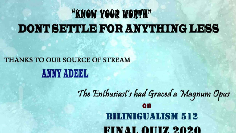 ENG512: Bilingualism Quiz No 2 Study Guide - Spring 2020 - Studocu