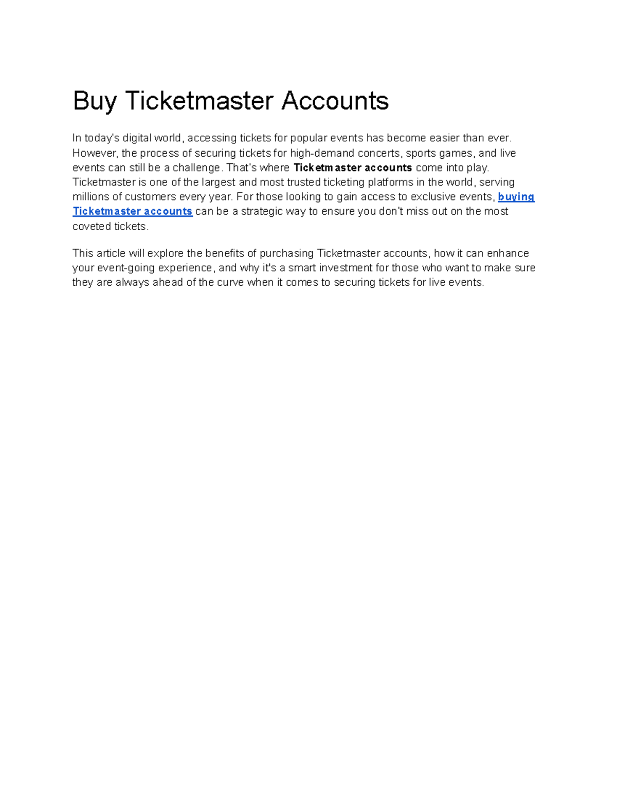 Buy Ticketmaster Accounts - However, the process of securing tickets ...