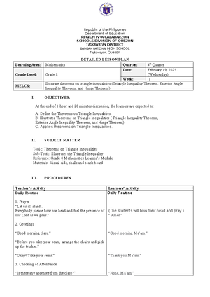 DLPGrade 8 4th Quarter - Lesson plan - Republic of the Philippines ...