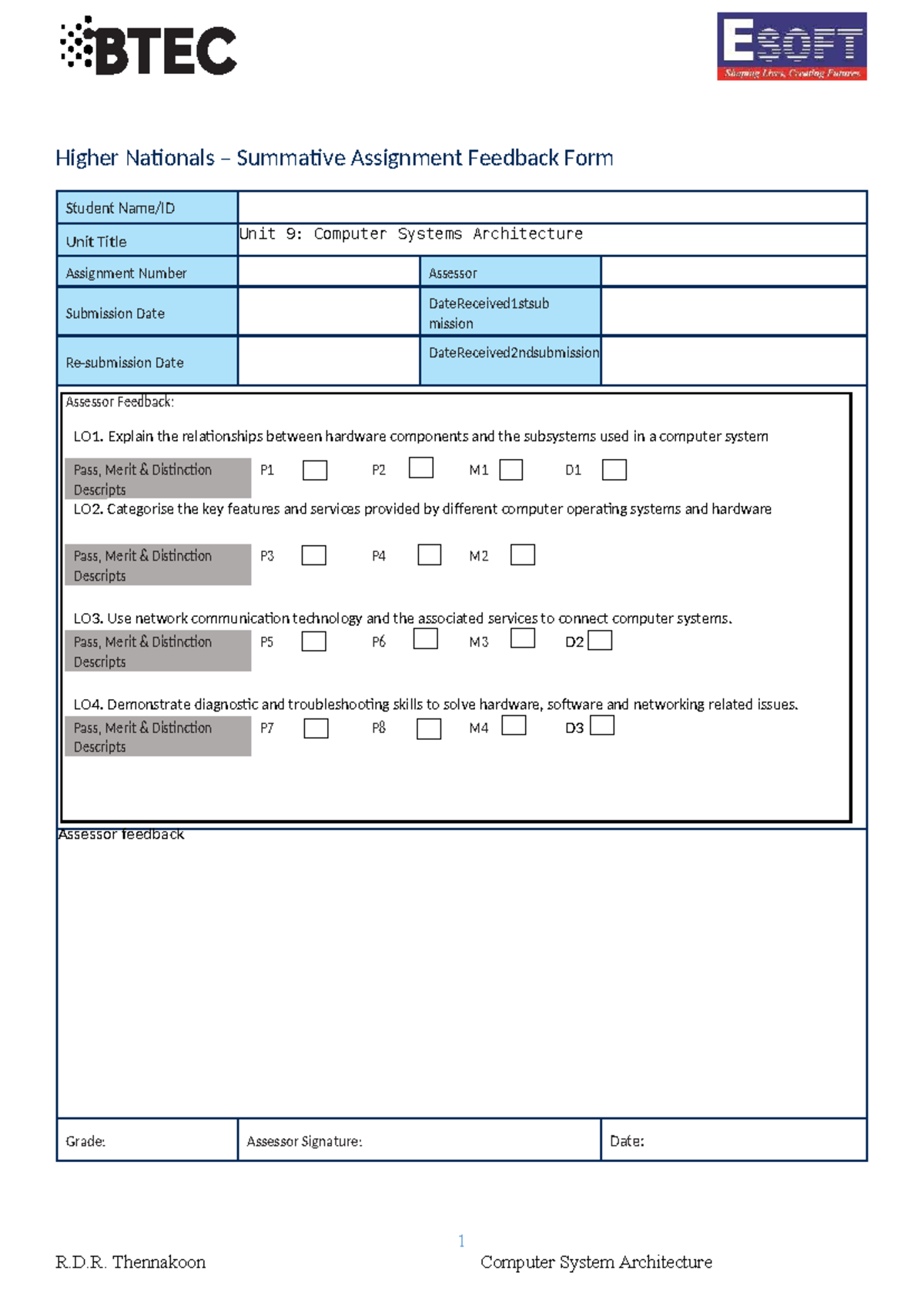 Unit 9: Computer Systems Architecture - Summative Assignment Feedback - Studocu