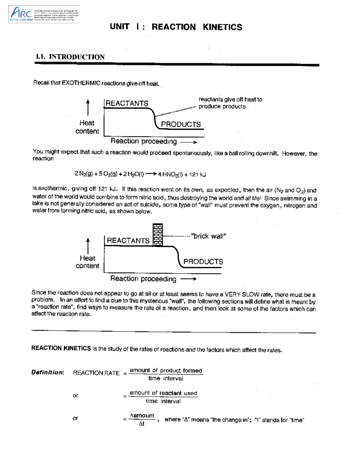 Unit I: Reaction Kinetics - Understanding Rates and Influencing Factors ...