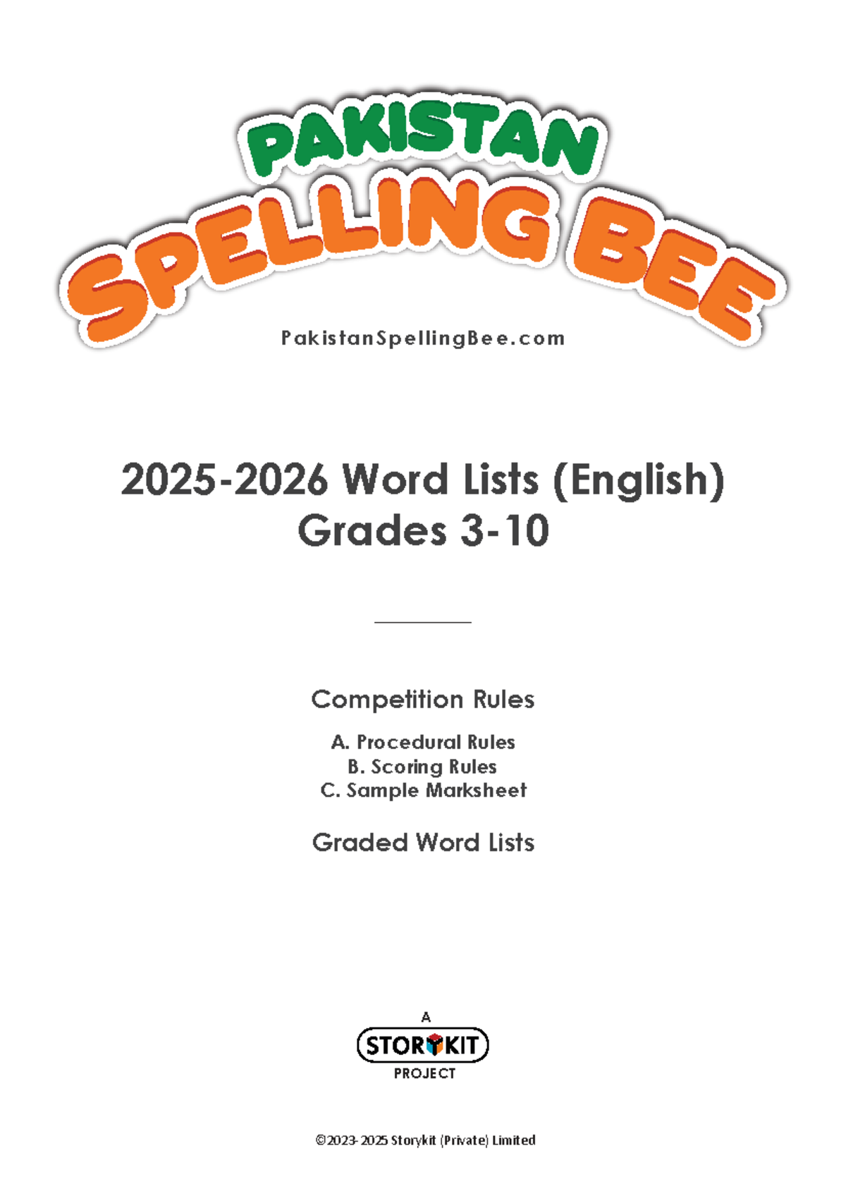 Pakistan Spelling Bee Competition Rules & Word Lists (Grades) - Studocu