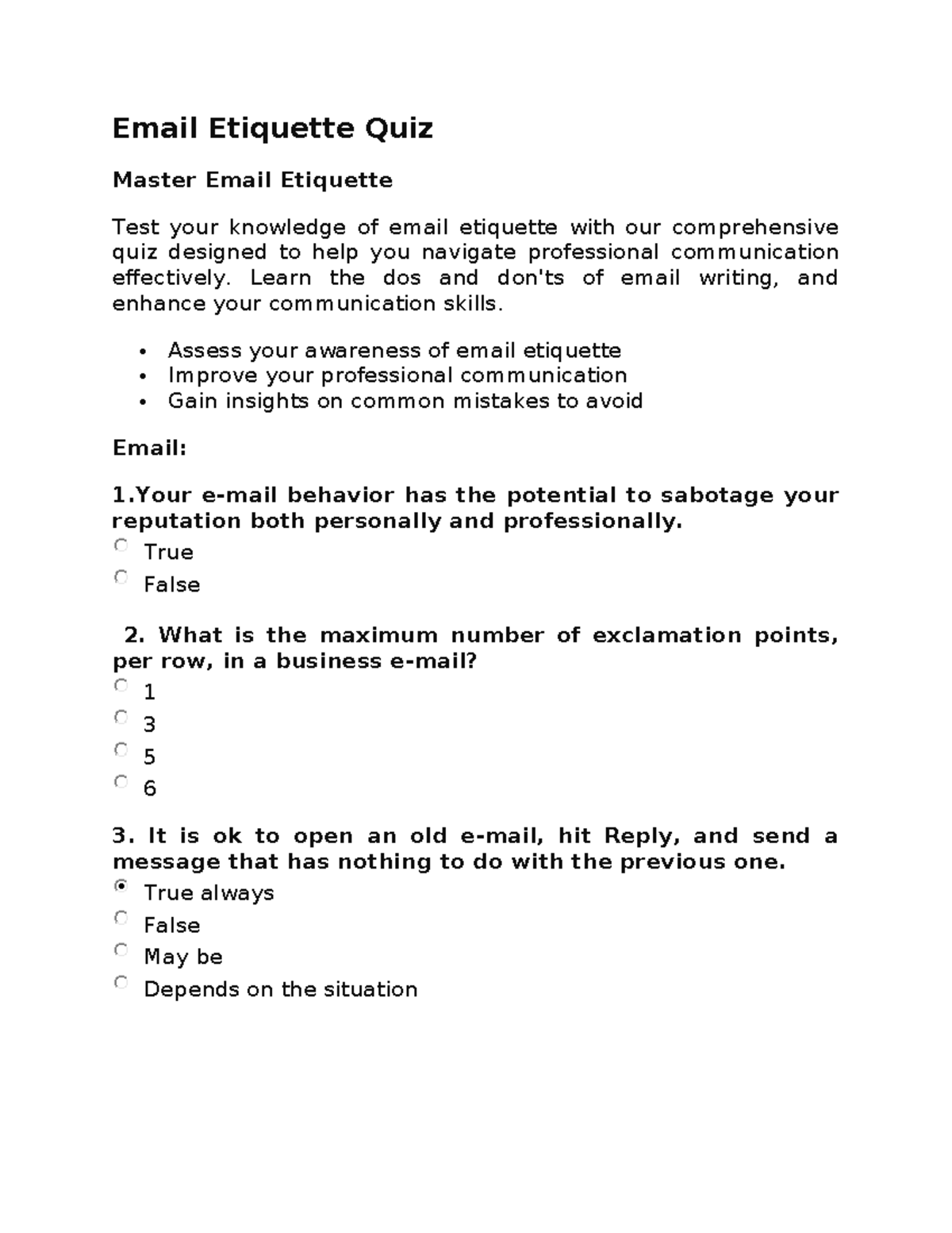Email Etiquette Quiz: Test Your Knowledge on Professional Communication ...