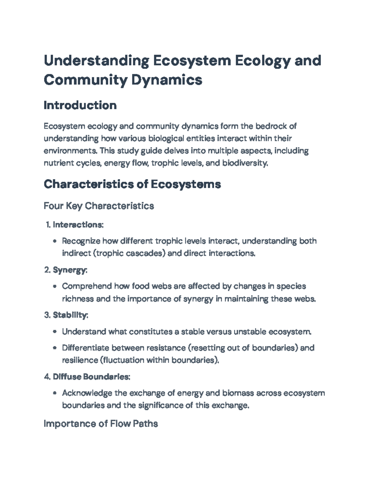 Understanding Ecosystem Ecology and Community Dynamics: Final Exam Prep ...