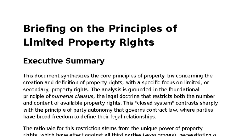 Meeting 4.1 Notes: Principles of Limited Property Rights in Private Law ...