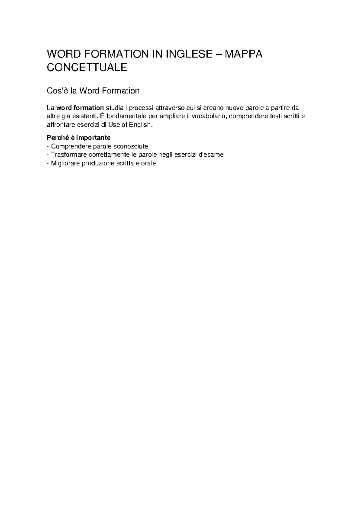 Word Formation in English: Concept Map and Strategies - Studocu