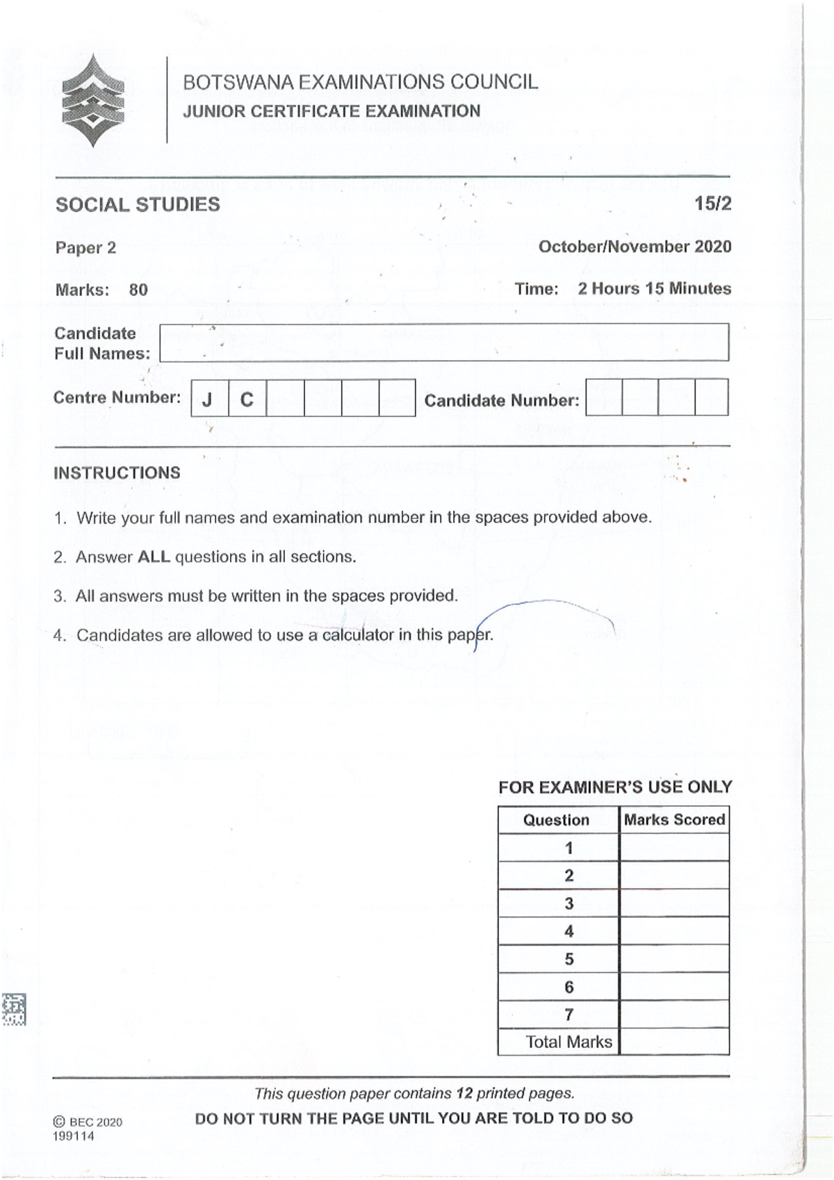 JCE Social Studies - JCS 2020 Past Exam Paper Analysis - Studocu