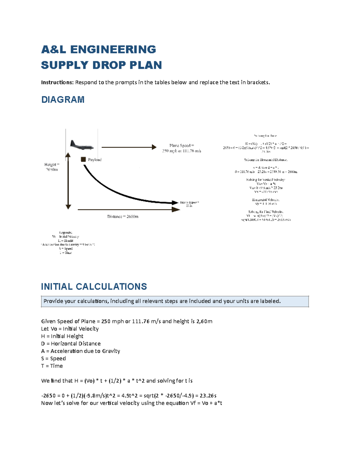 PHY-150 Project One - Supply Drop Plan by Tolentino - Studocu