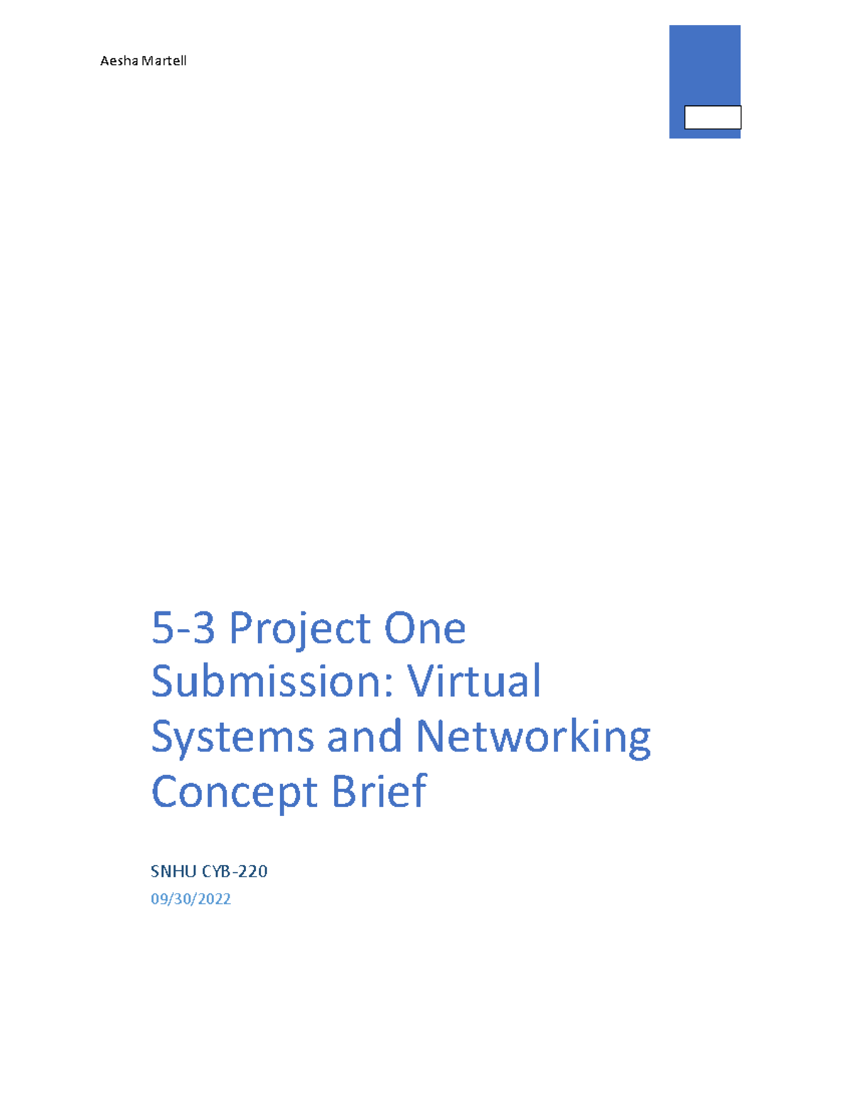 CYB-220 Project One: Virtual Systems and Networking Overview - Studocu