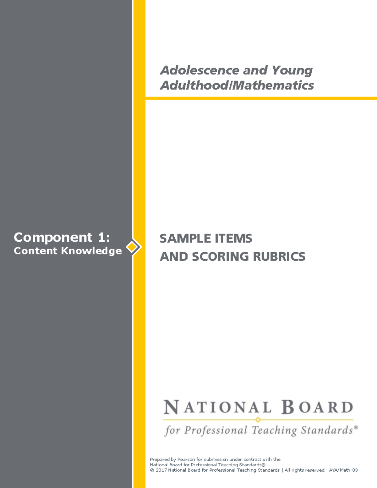 Nbpts Component 1 AYA - Prepared by Pearson for submission under ...