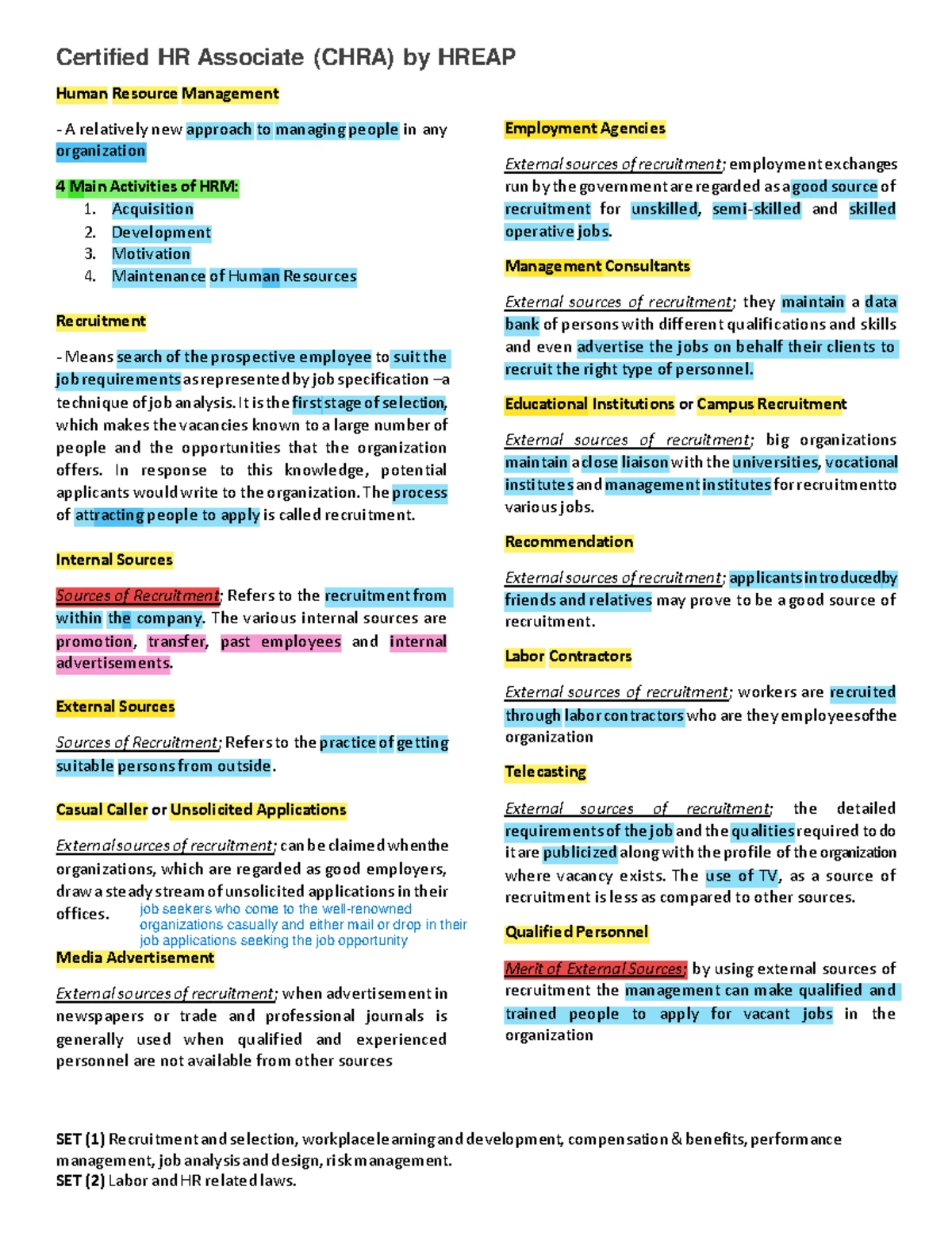 CHRA Reviewer: Key Labor Standards & Relations Notes - Studocu