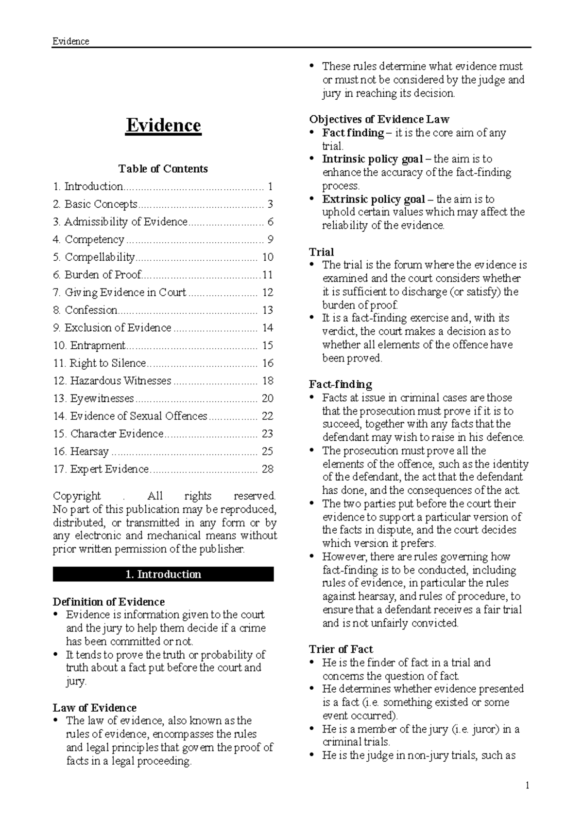 Evidence Law: Comprehensive Study Notes for Legal Proceedings - Studocu