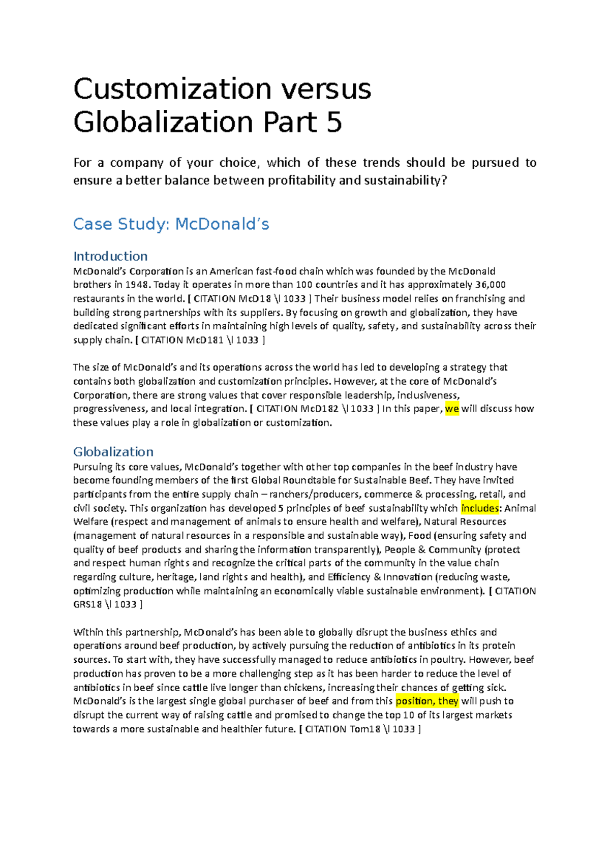 McDonald's Case Study: Balancing Customization & Globalization COMM ...