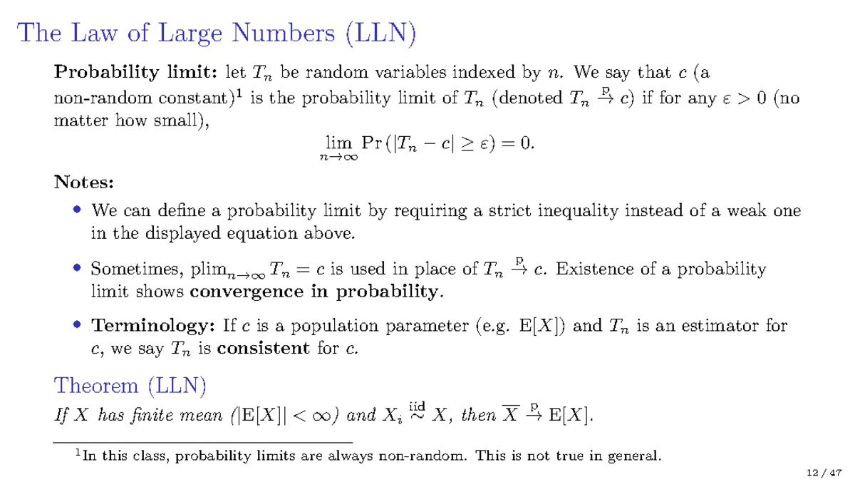 Chapter 2.3: The Law of Large Numbers in Probability (STAT 101) - Studocu