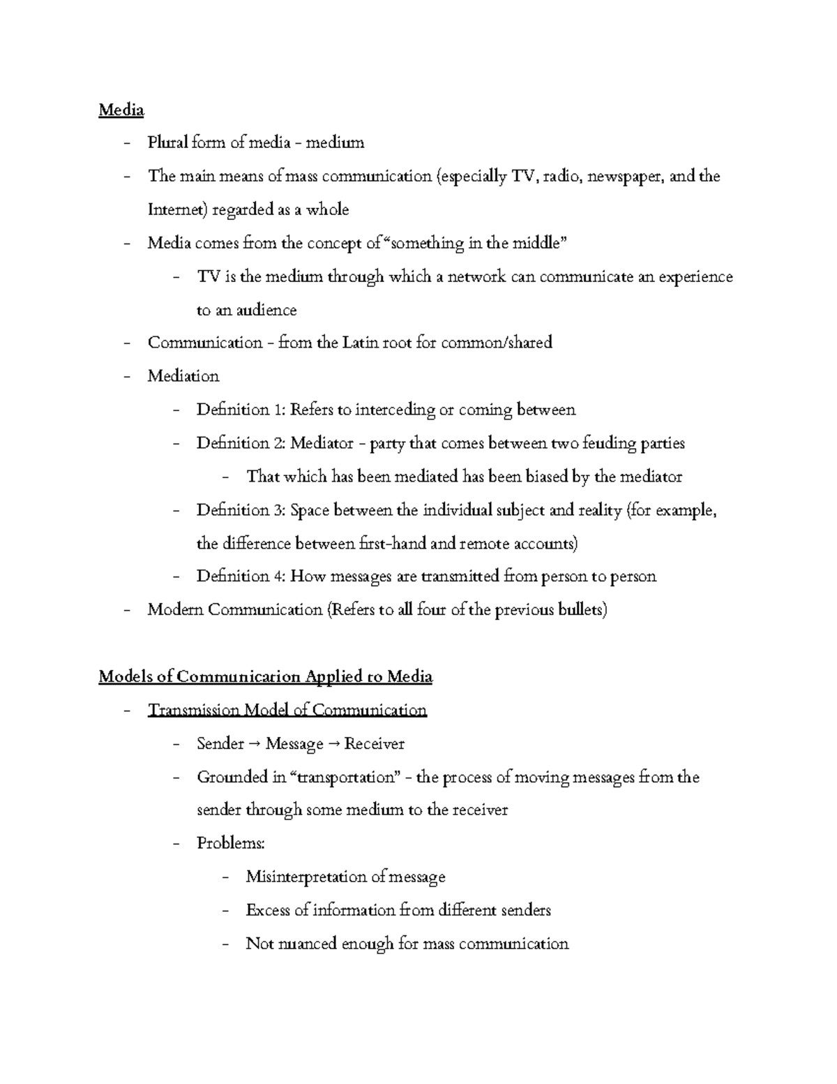 IMS Notes: Media Communication Concepts for MT1 - Studocu