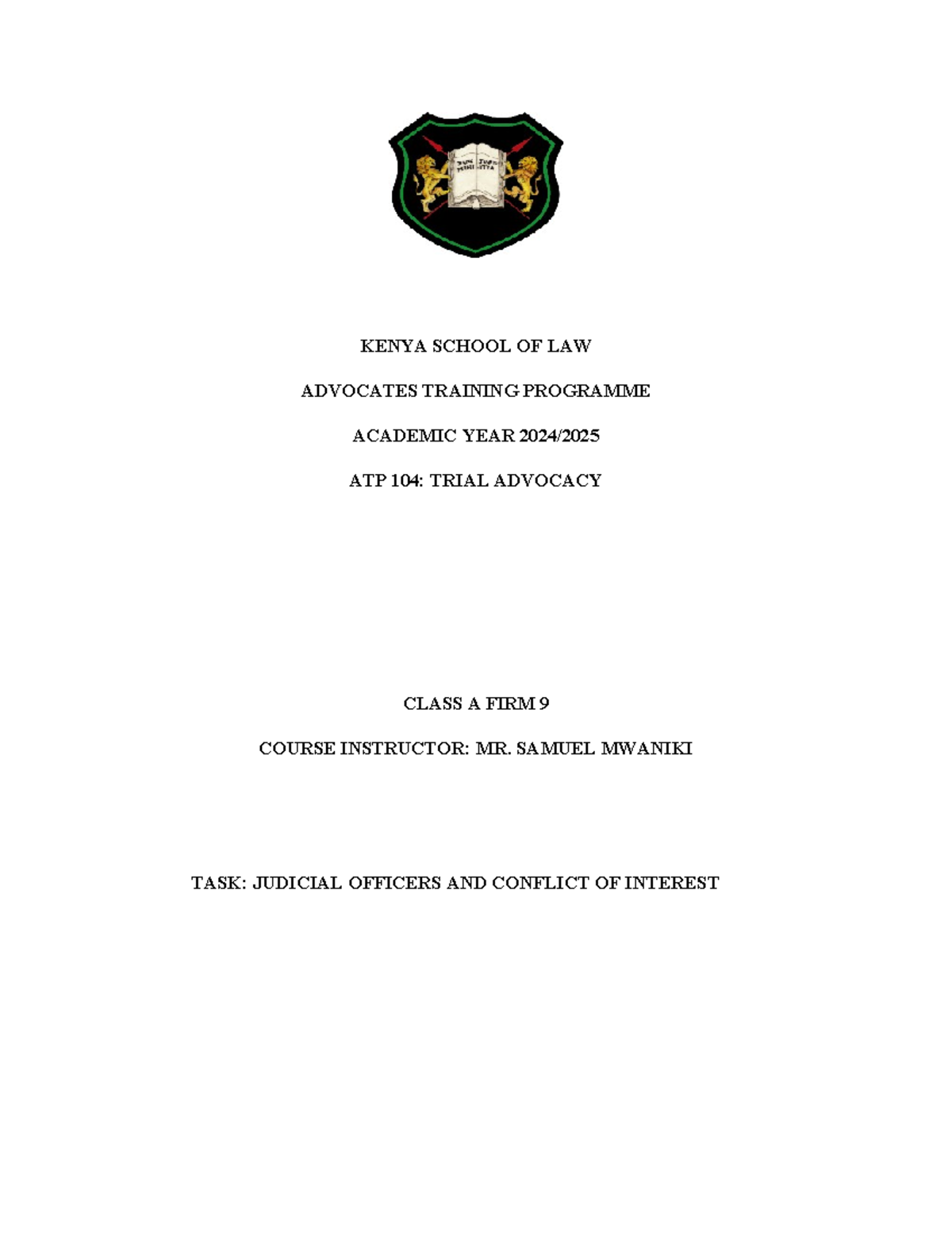Recusal in Trial Advocacy: FIRM 9 - Conflict of Interest Guidelines ...