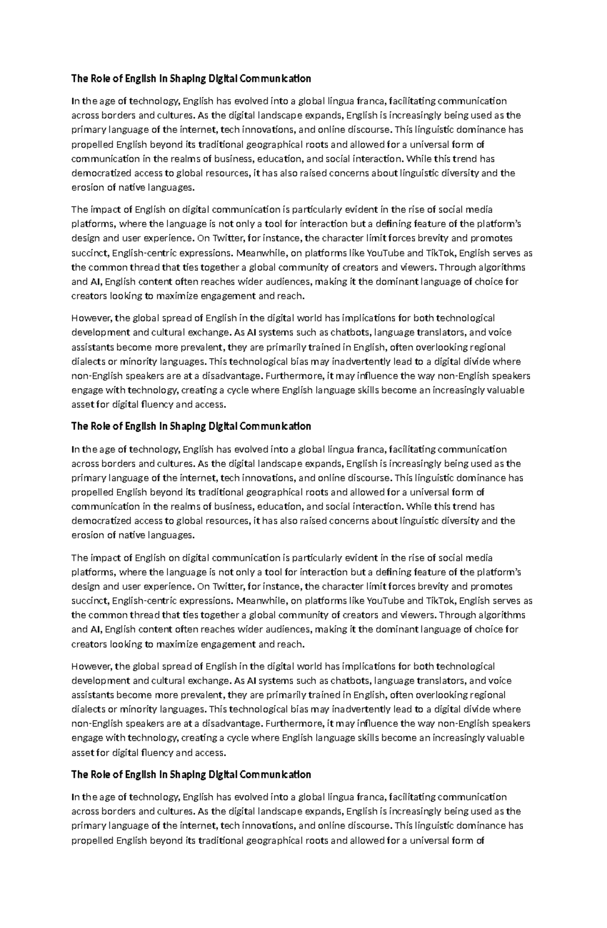 The Role of English in Shaping Digital Communication - As the digital ...