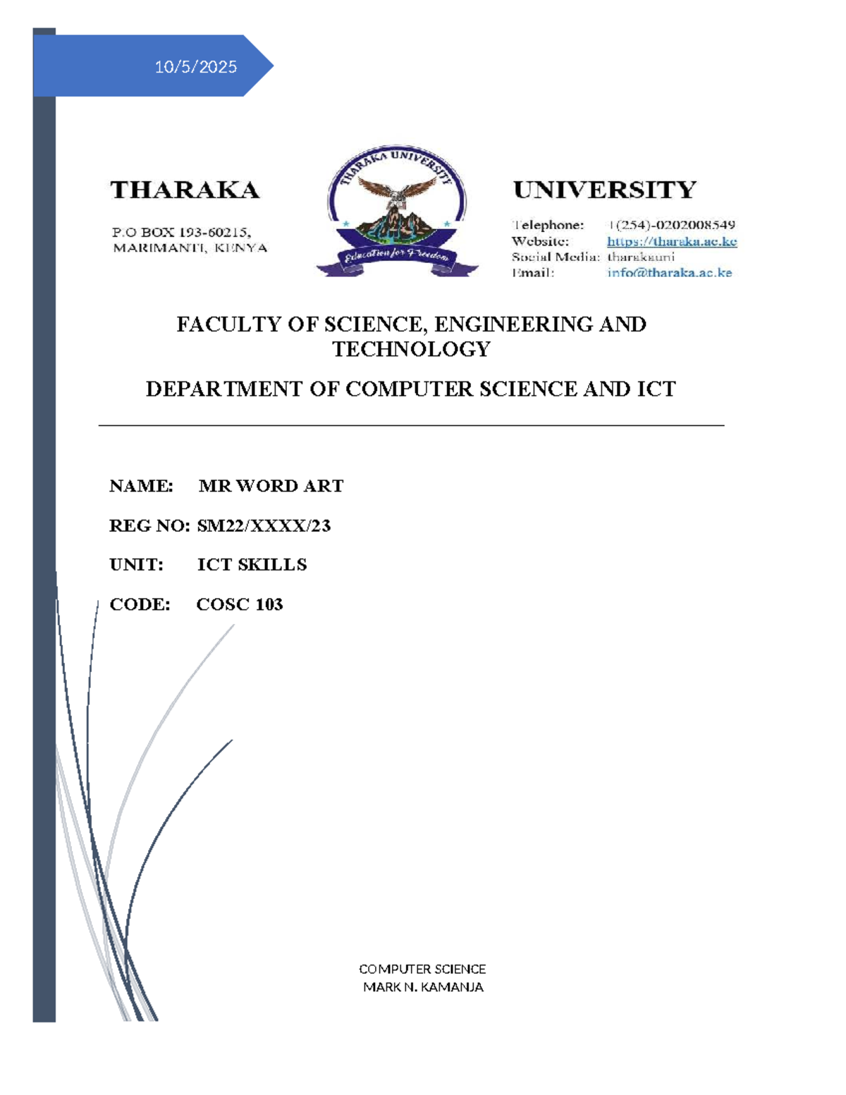 COSC 103 Word Practical Assignment: Formatting & Proofreading Techniques - Studocu