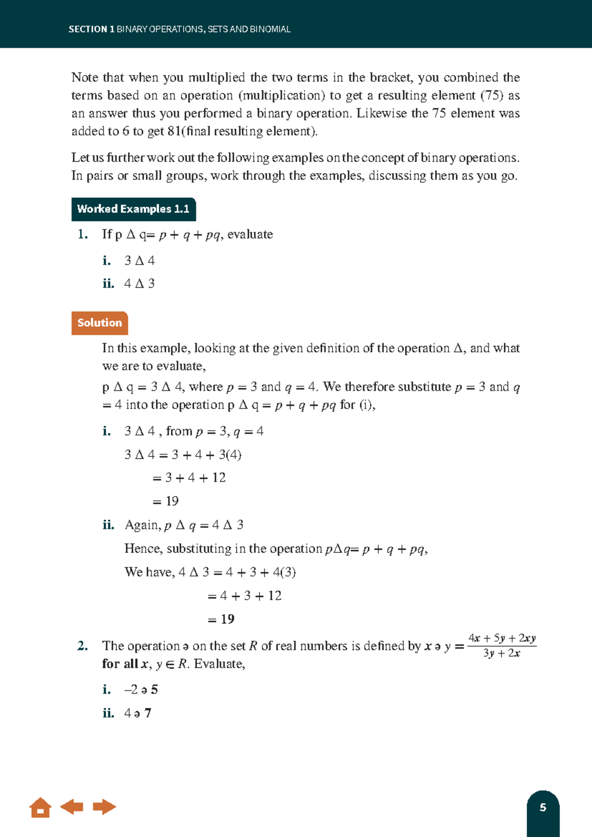 Additional Mathematics: Section 1 - Binary Operations & Sets - Studocu