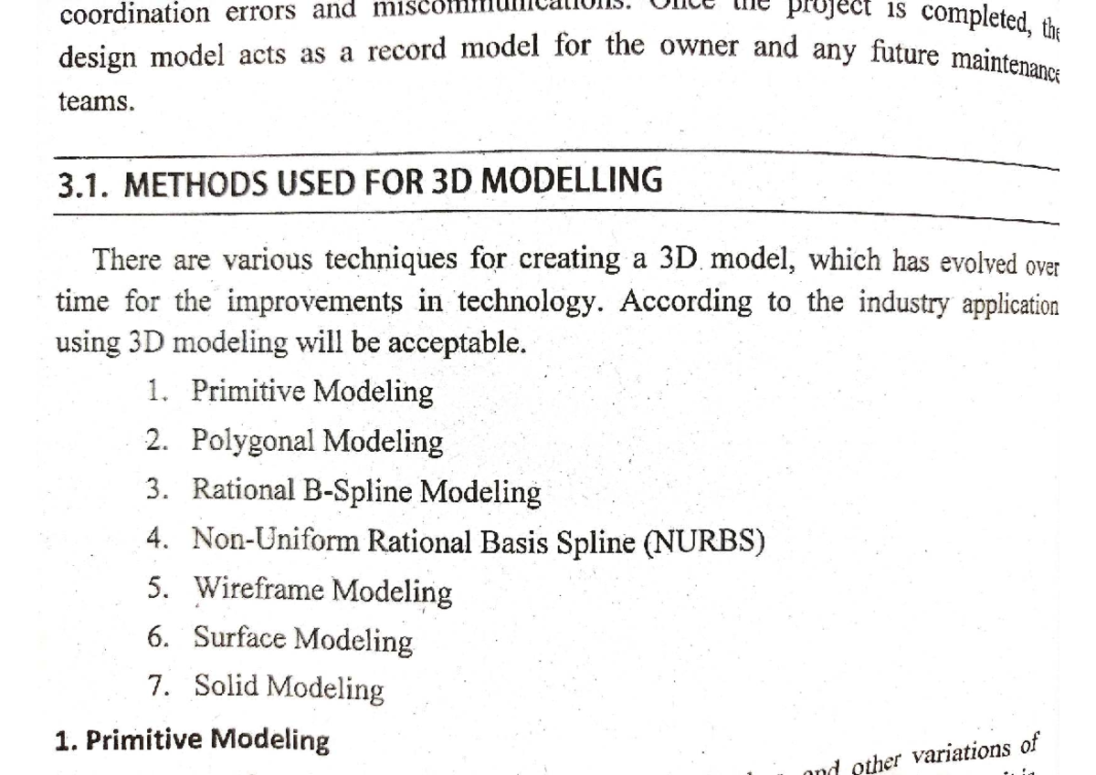 Unit 3: 2D to 3D Modeling Techniques and Methods - Studocu