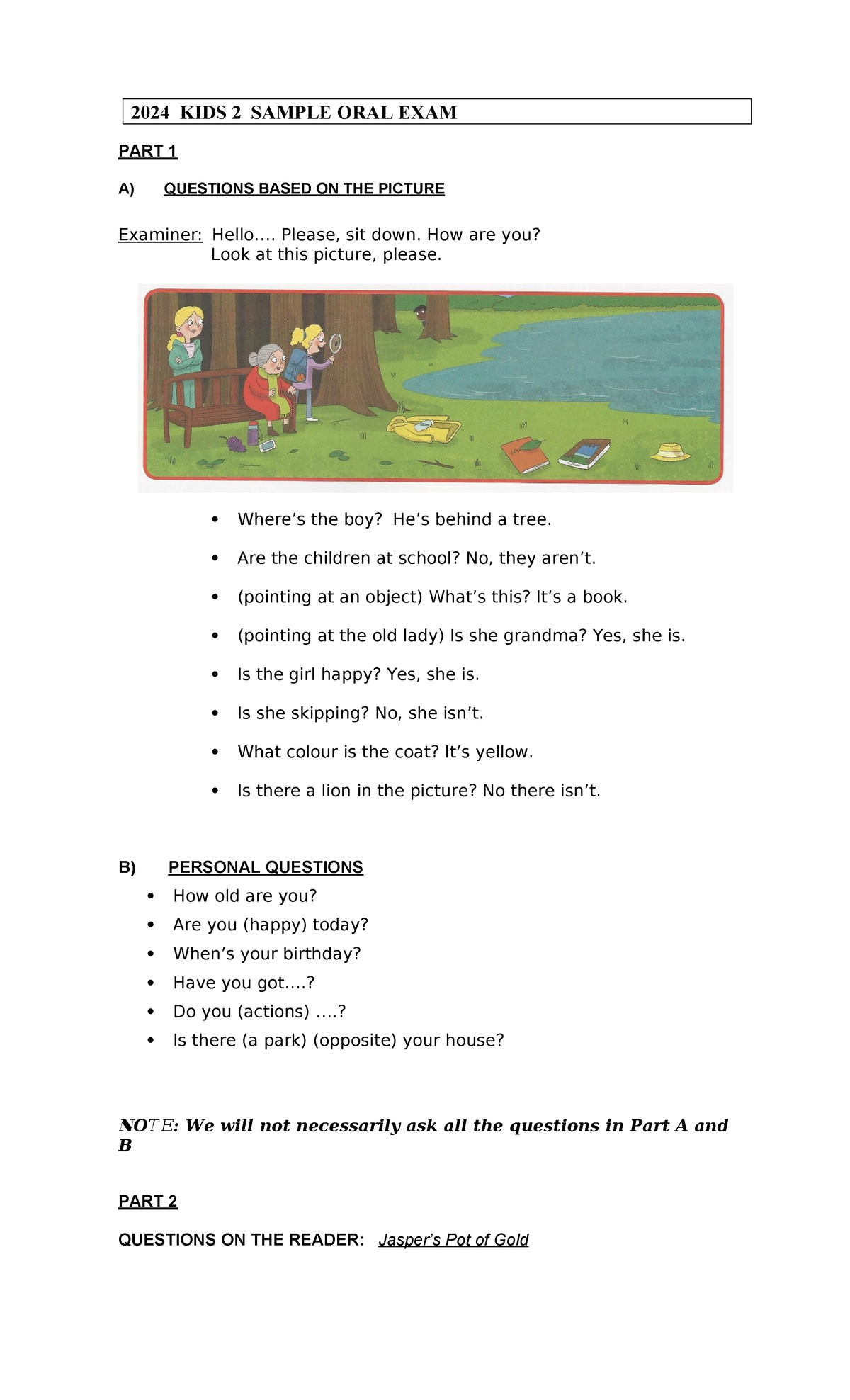 2024-KIDS-2 Sample Oral Exam Questions and Answers Guide - Studocu