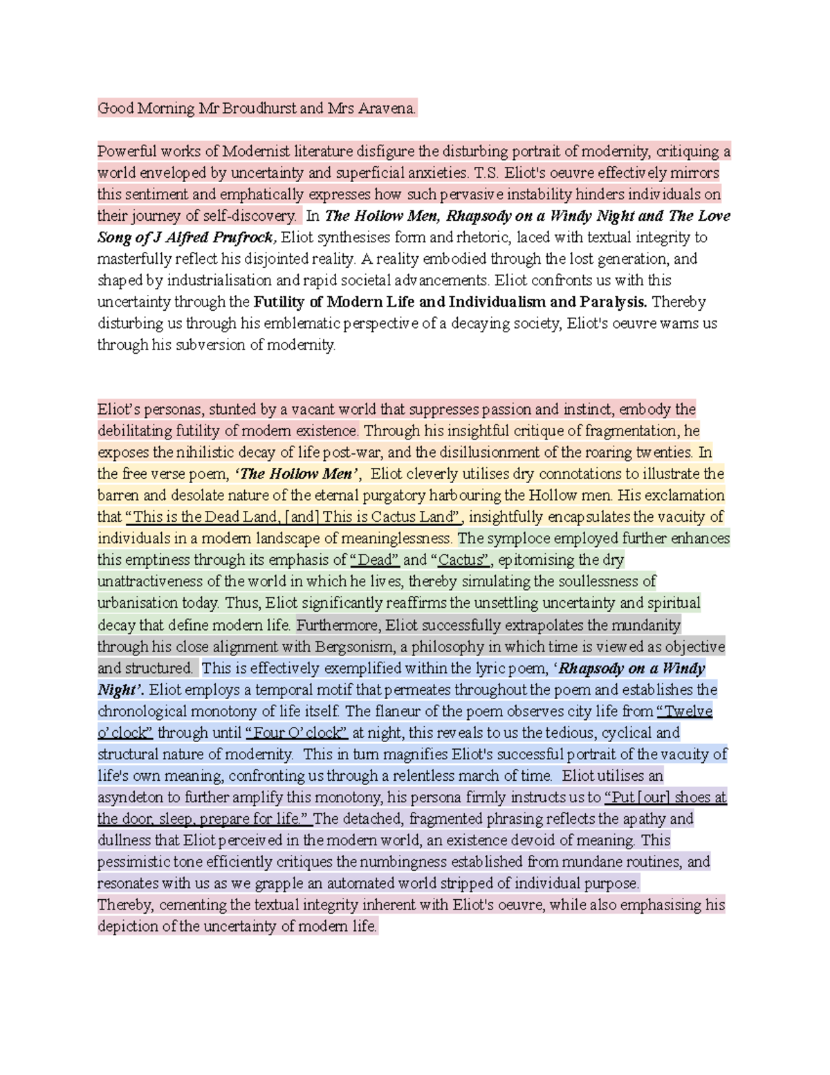 Modernist Literature Analysis: T.S. Eliot's Critique of Modernity - Studocu