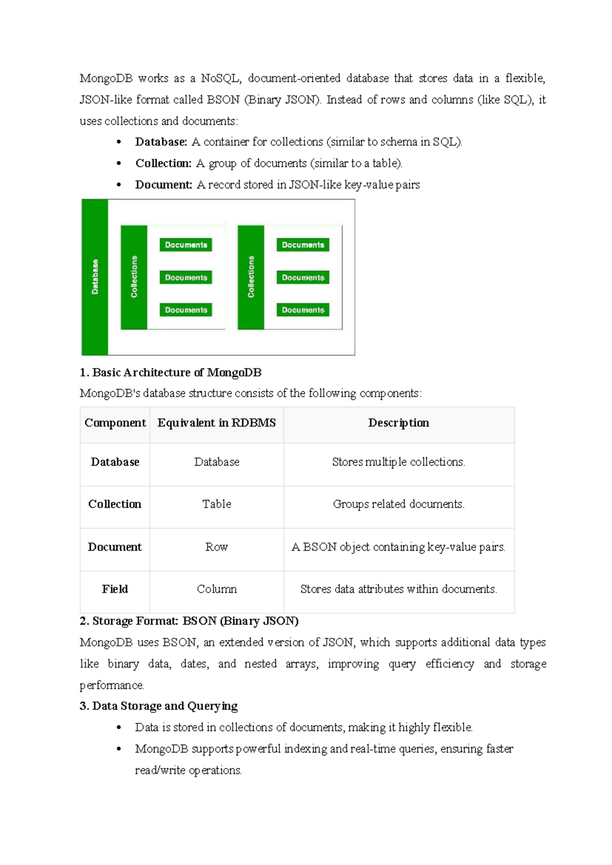 MongoDB Overview: NoSQL Database Architecture & Features - Studocu