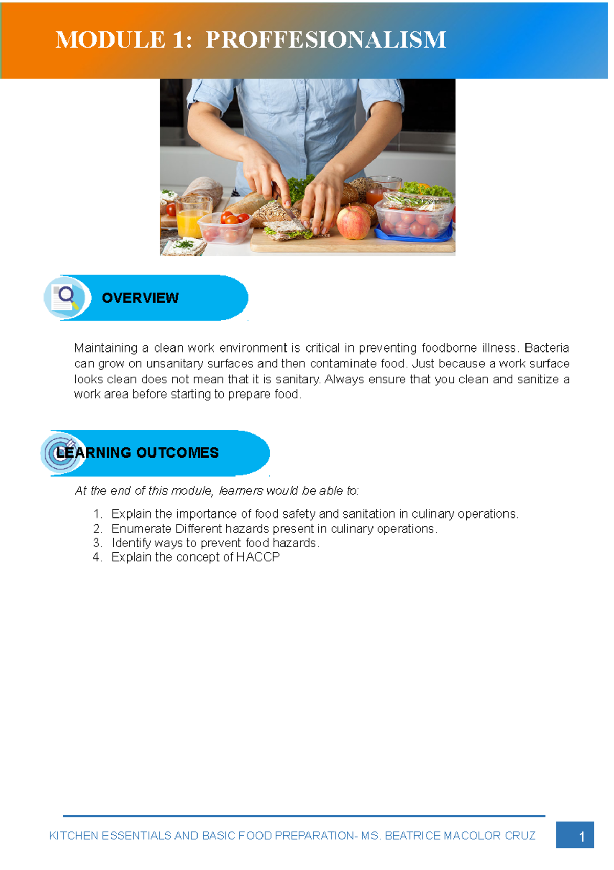 Module 2: Sanitation & Food Safety in Culinary Operations - Studocu