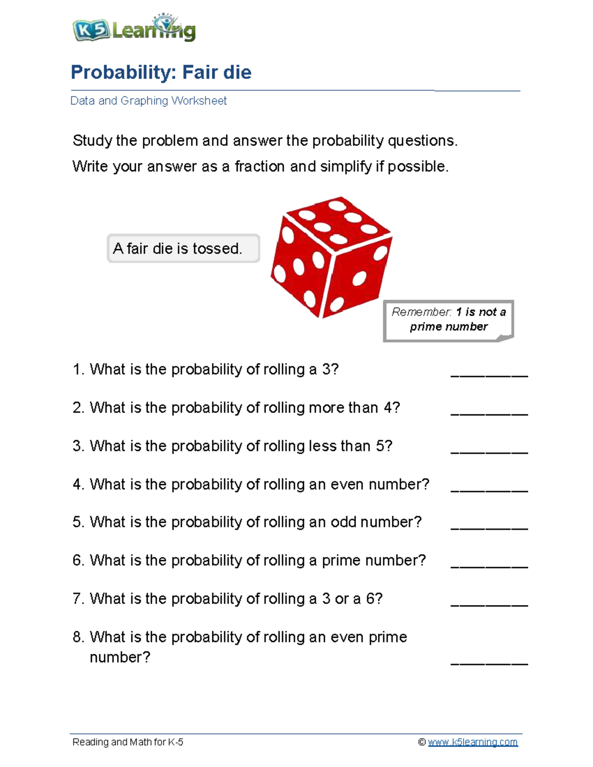 Grade 5 probability a - Matgematics - Reading and Math for K- 5 ...