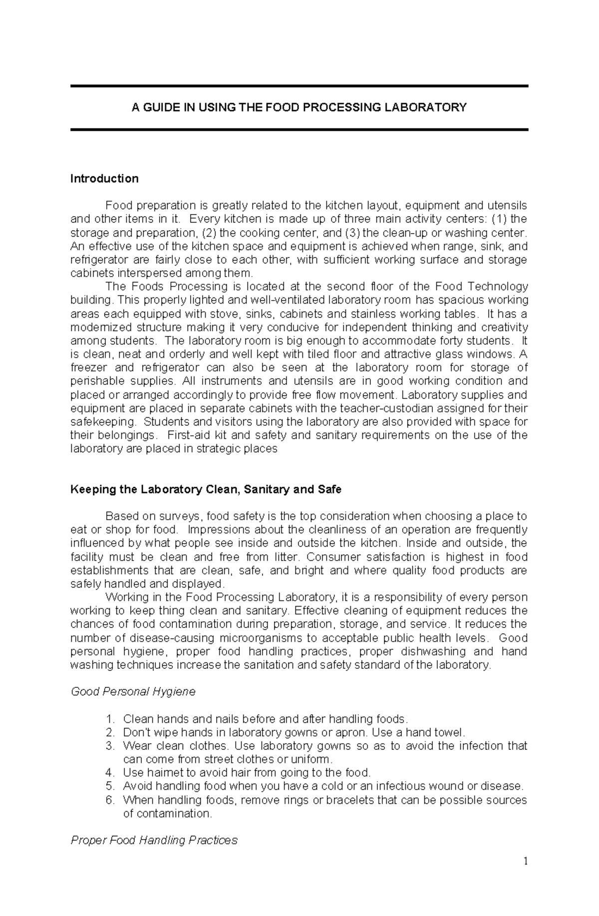 Food Processing Lab Guide: Best Practices for Sanitation and Safety ...