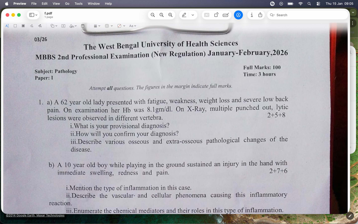 MBBS 2nd Prof Exam: Pathology Paper I - Full Marks 100 - Studocu