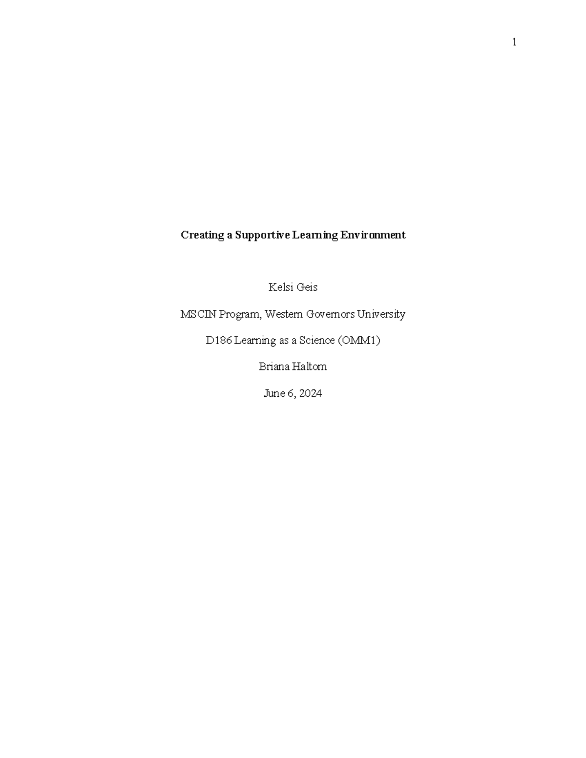 D186 Task 1: Building a Culturally Responsive Learning Environment ...