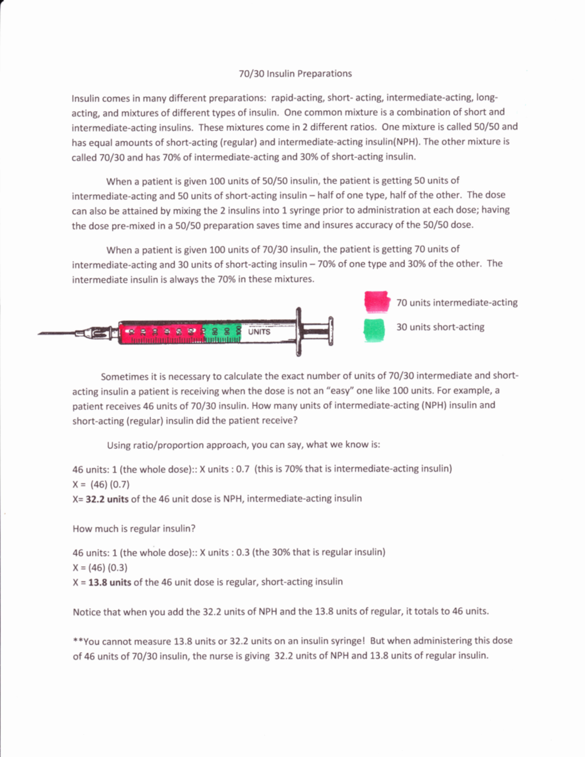 Insulin Handout for Pharm 1 - 7O I nsulin Preparations lnsulin comes in ...