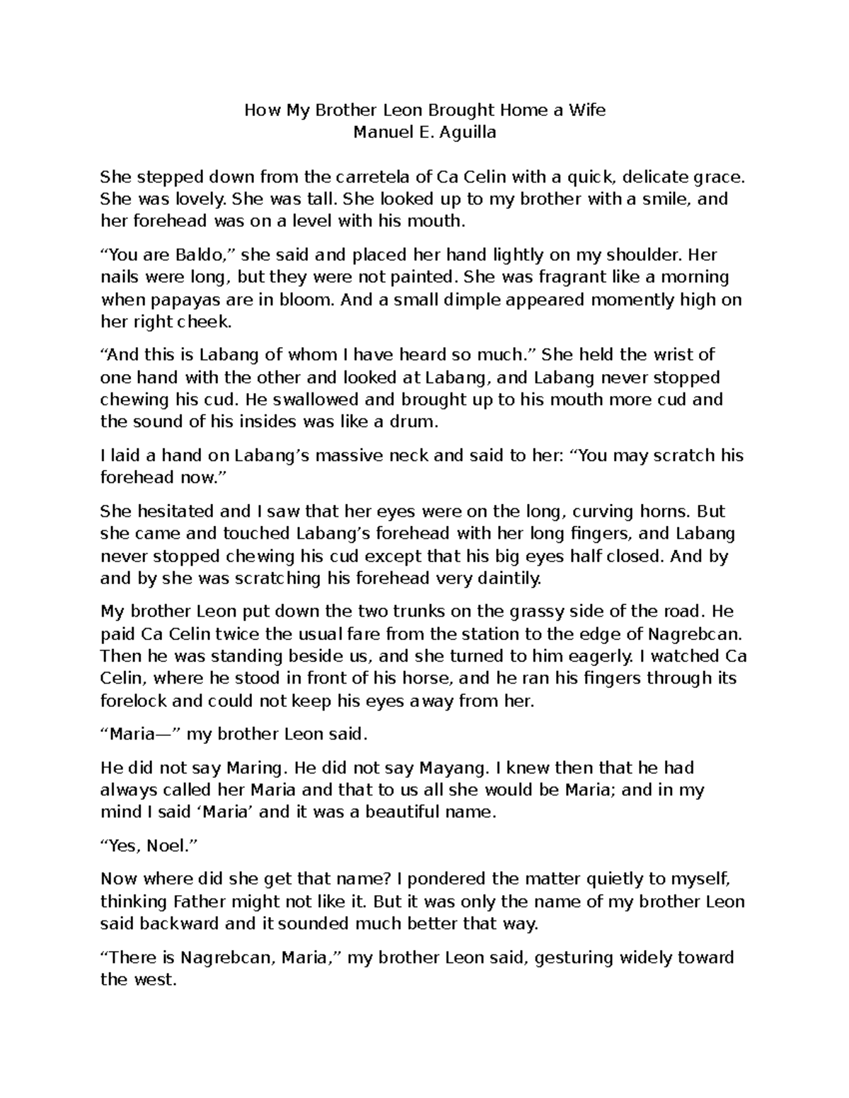 How My Brother Leon Brought Home a Wife: Study Guide & Analysis - Studocu