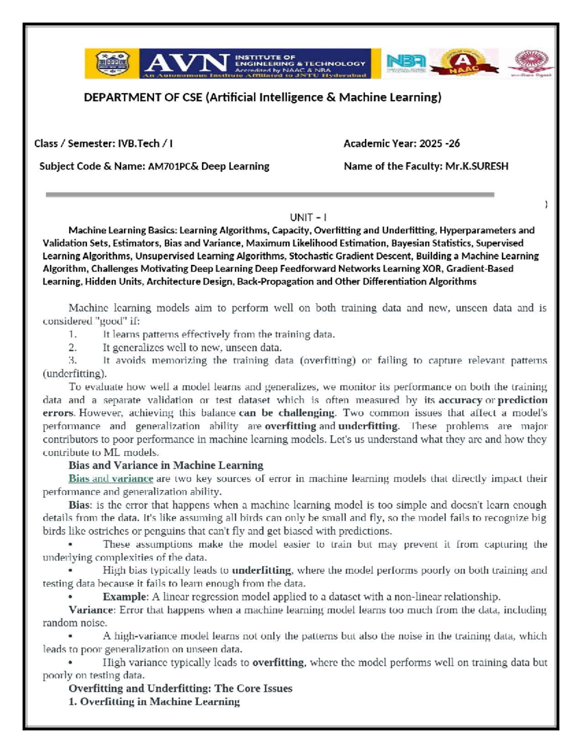 DL Unit 2: Understanding Machine Learning Basics and Algorithms - Studocu