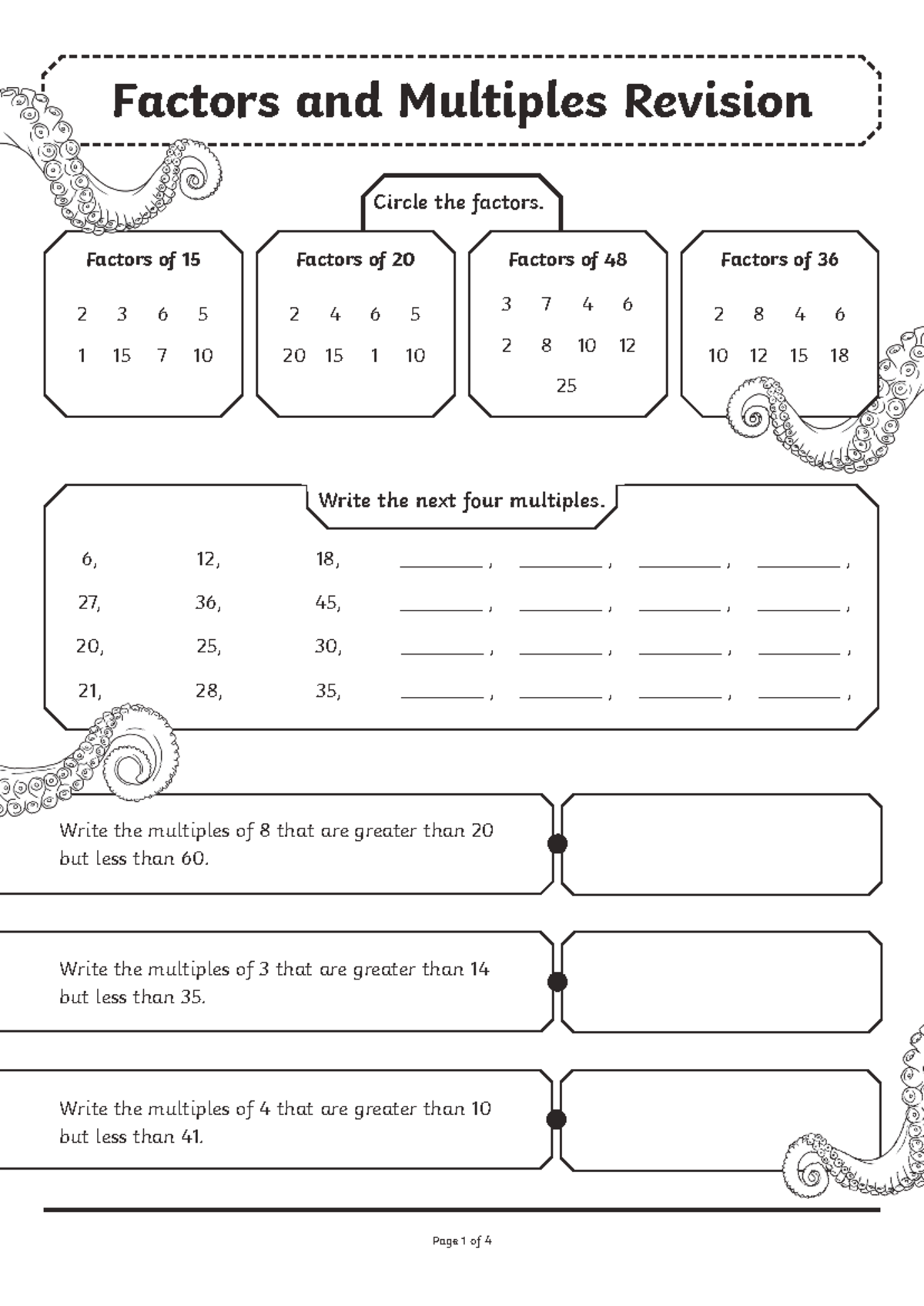 Factors and Multiples Revision Worksheet - Studocu