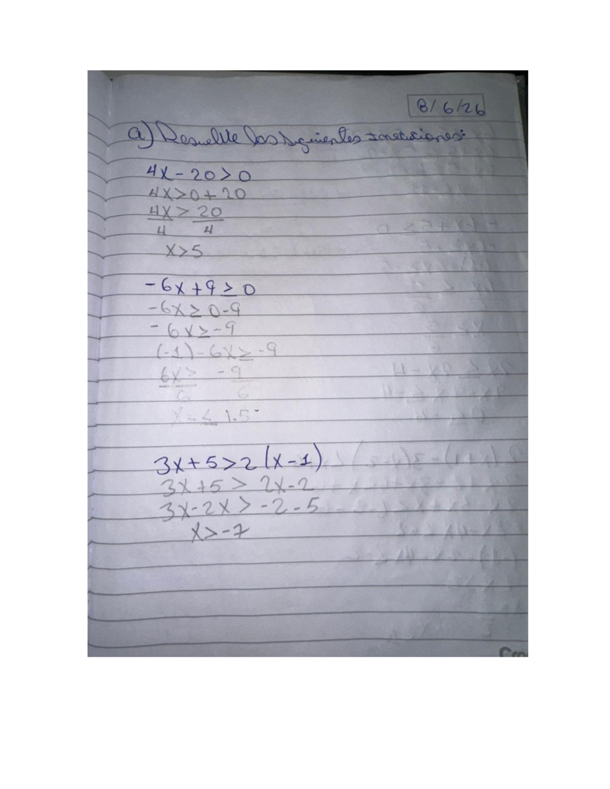Matematica II - Unidad 1: Actividad 2 - Inecuaciones 1er Grado - Studocu