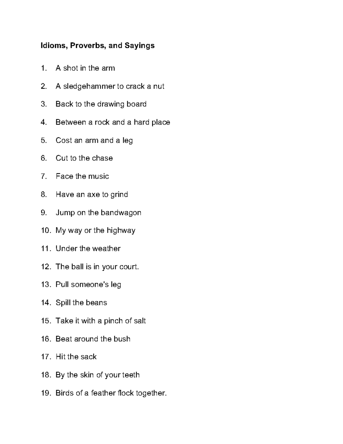 Idioms, Proverbs, and Sayings: A Comprehensive Overview - Studocu