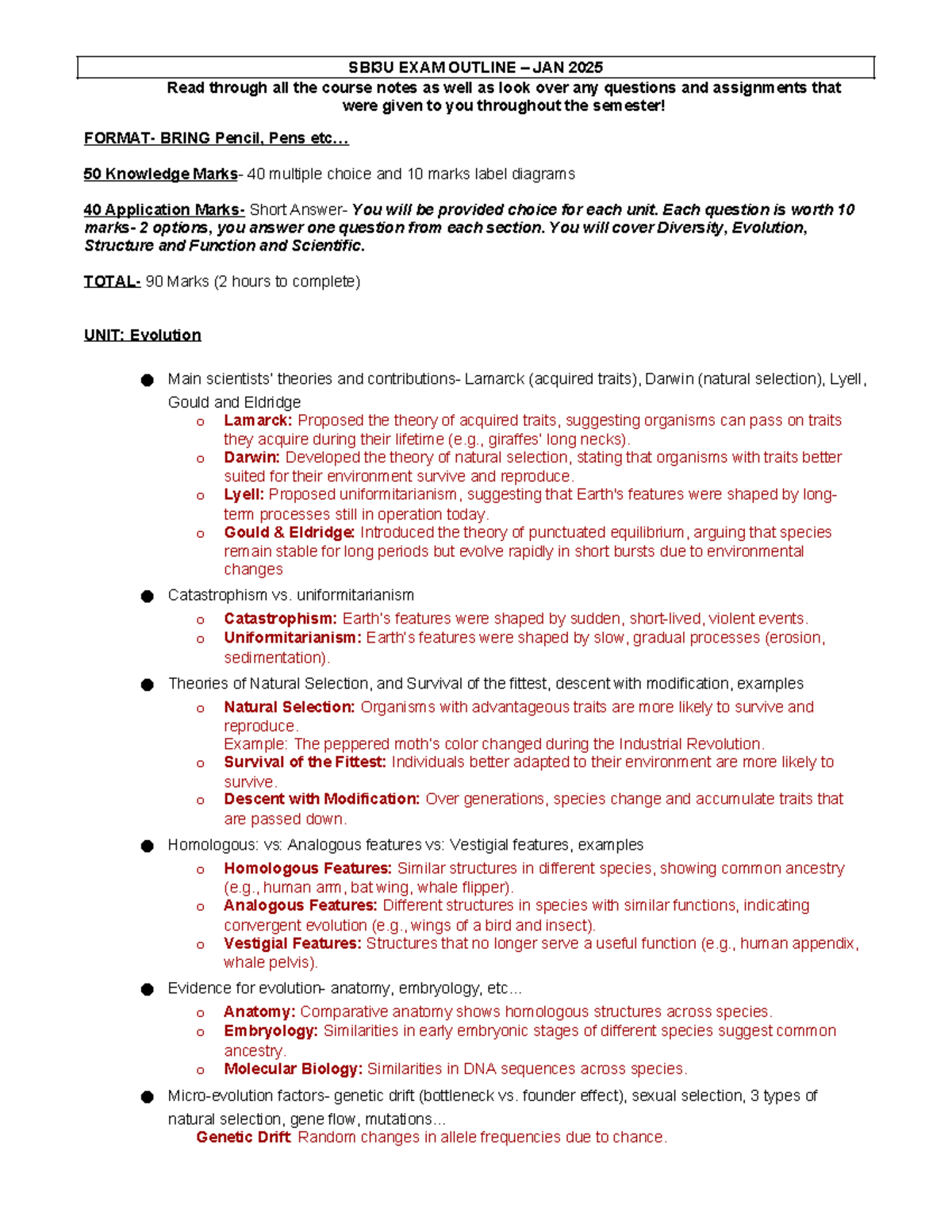 SBI3U Final Exam Review Notes - Biology January 2025 - Studocu