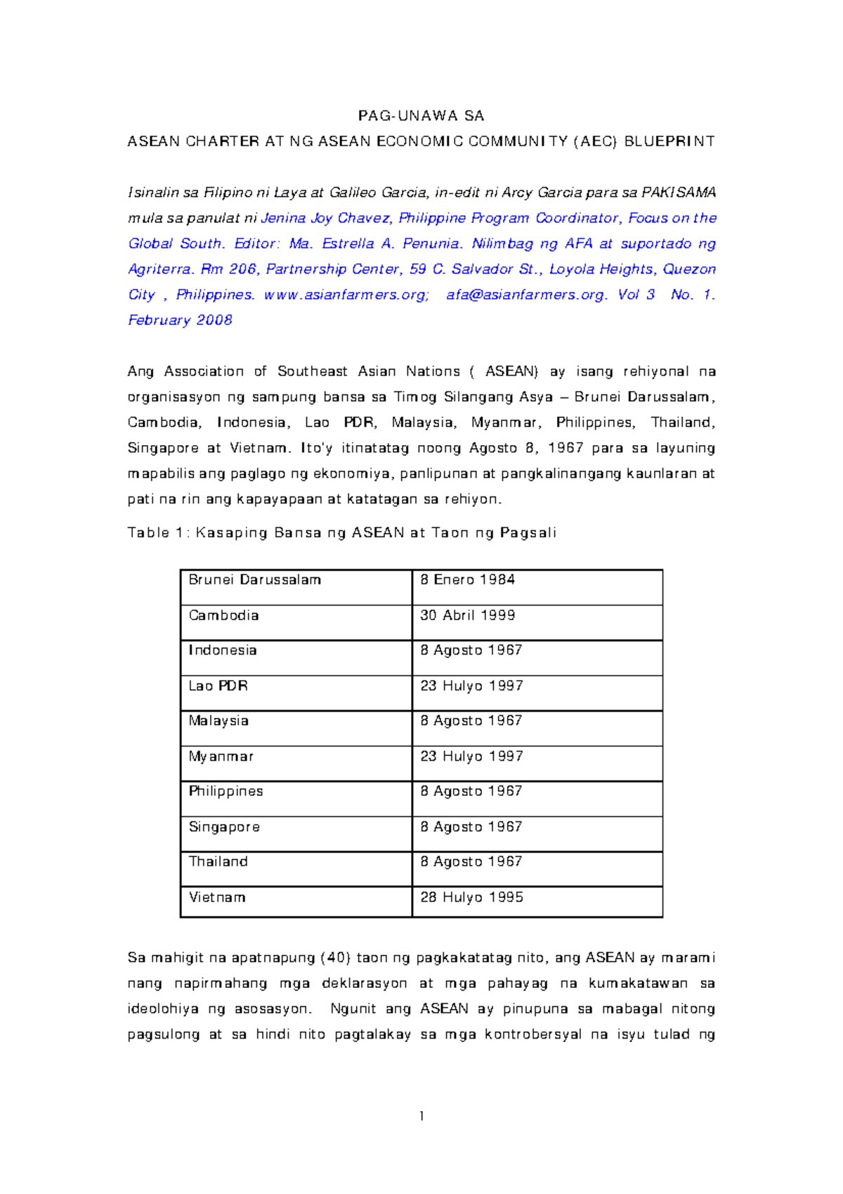 ASEAN 101: Lecture on the ASEAN Charter and AEC Blueprint - Studocu