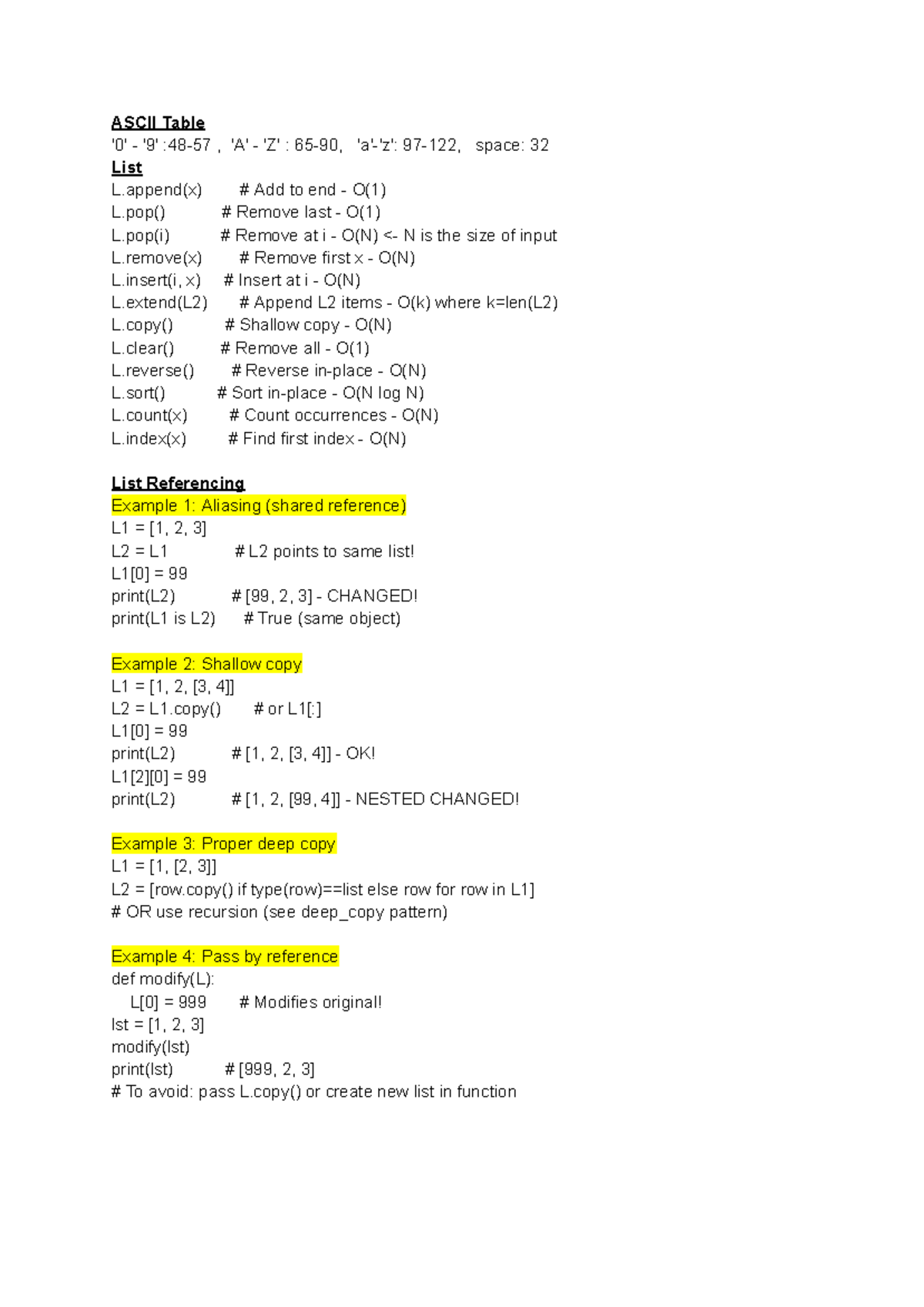 CS1010E Final Exam Cheatsheet: Data Structures & Algorithms - Studocu