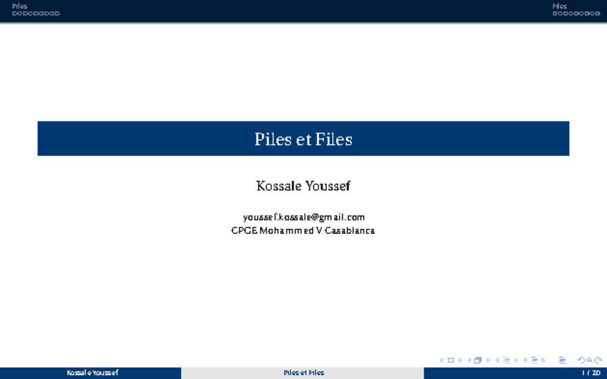 Piles et Files - Notes de Cours CPGE Mohammed V Casablanca - Studocu