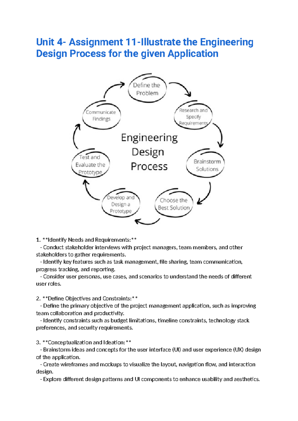 ENGR 101 - Assignment 11: Illustrating the Engineering Design Process ...